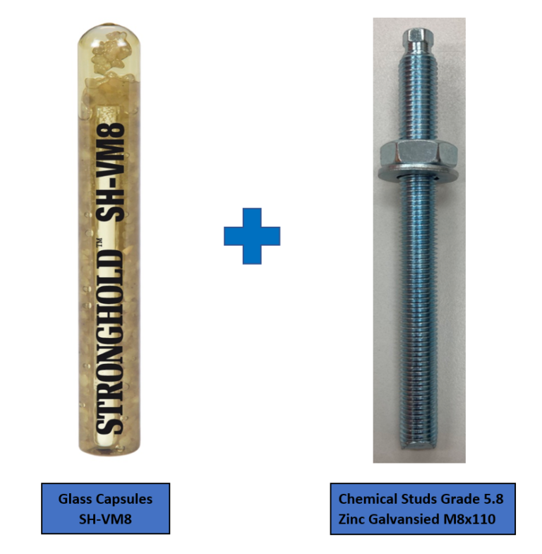 Glass Capsules SH-VM8 & Chemical Studs Zinc Galvanised M8x110